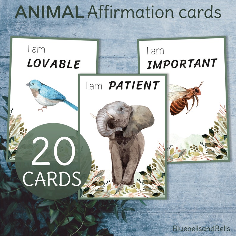 Animal Positive Affirmations Cards. Watercolor Kids Printable - Etsy