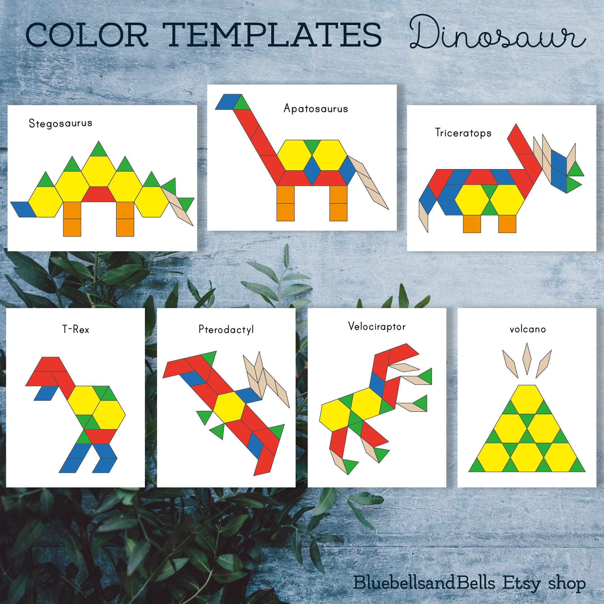 Dino Pattern Block Designs