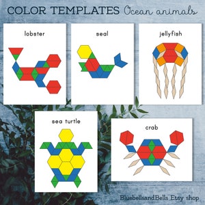 Ocean Animals Pattern Blocks Templates. Preschool and Kindergarten ...