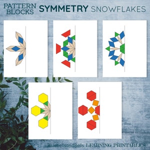 Snowflake Pattern Blocks Symmetry. Winter Preschool and Kindergarten ...