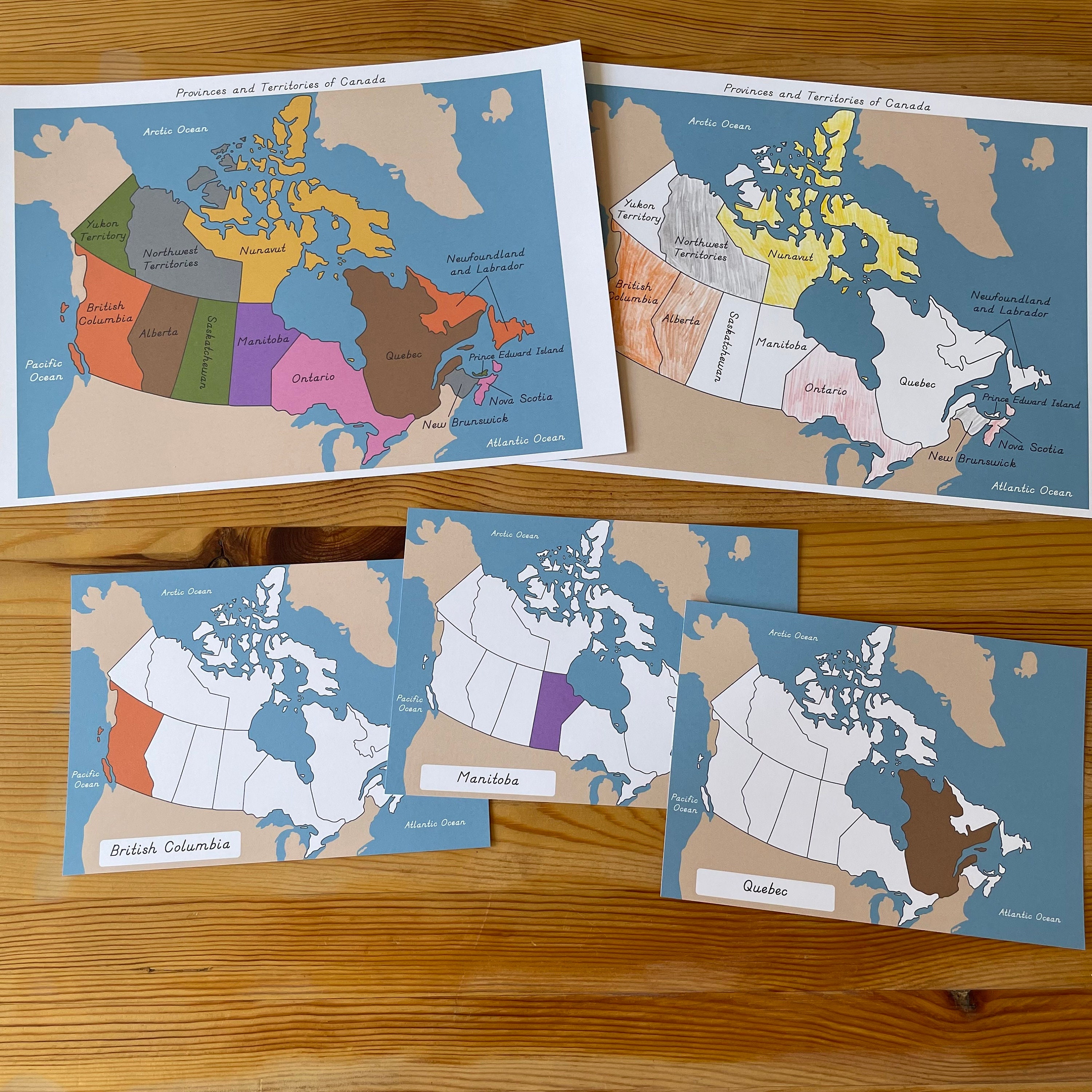 Canada Montessori Maps Provinces and Territories Cards. - Etsy