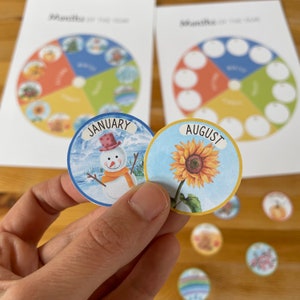 Months of the Year Cards Matching Activity. Printable Seasons Wheel. - Etsy