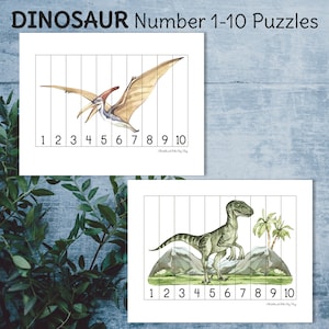 Dinosaur Puzzle Number Sequence 1-10. Montessori Preschool - Etsy