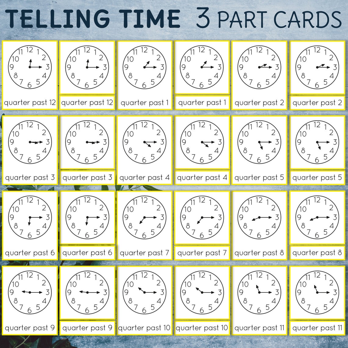Telling Time Montessori Printable 3 Part Cards. - Etsy