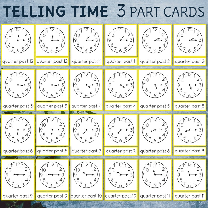 Telling Time Montessori Printable 3 Part Cards. - Etsy