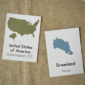 North America Countries Cards and Map. Capitals Printable Flashcards ...