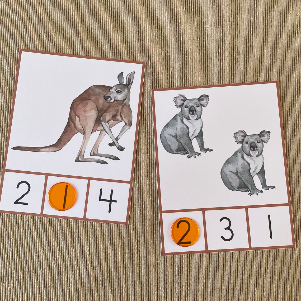 Australia Animals Count and Clip Cards. Montessori Preschool Math ...