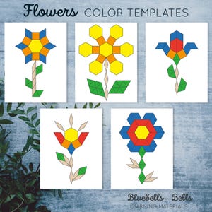Flowers Pattern Blocks Templates. Spring Preschool and Kindergarten ...