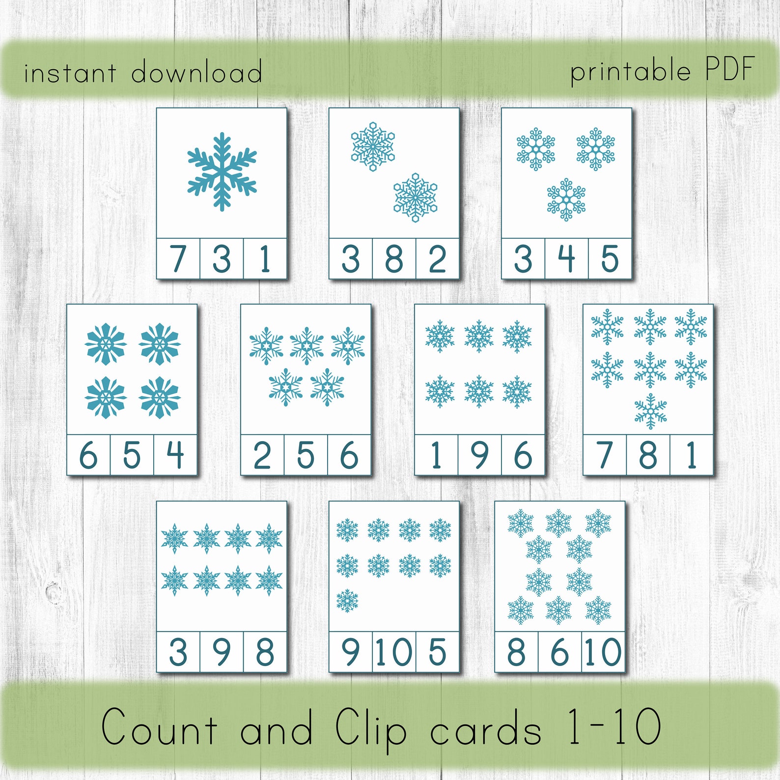 Snowflake Preschool Activities. Montessori Winter Printable. - Etsy