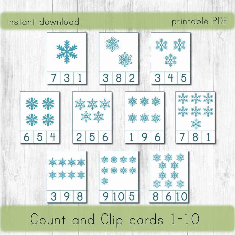 Snowflake Preschool Activities. Montessori Winter Printable. - Etsy