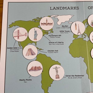 Landmarks of the World Map Matching Activity. Montessori Printable ...