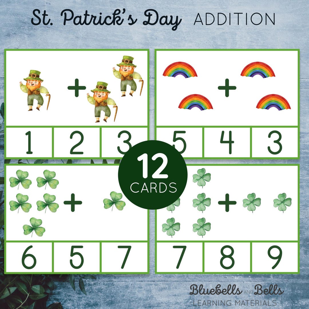 St. Patrick's Day Montessori Printable Clip Cards Addition 0-10 ...