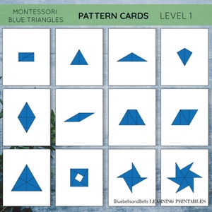 Montessori Blue Constructive Triangles Pattern Cards. Geometry ...