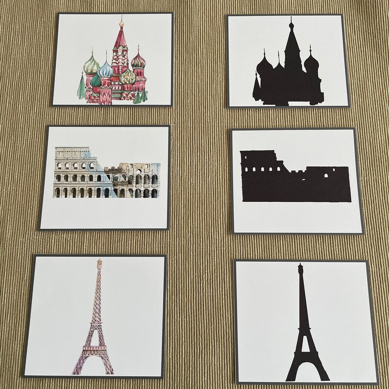 Landmarks of the World Cards Shadow Matching. Montessori Geography ...