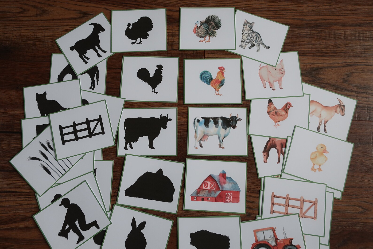 Farm animal shadow matching cards. Toddler Montessori | Etsy