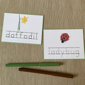 Spring Preschool Printable Word Tracing Cards. Kindergarten Handwriting ...