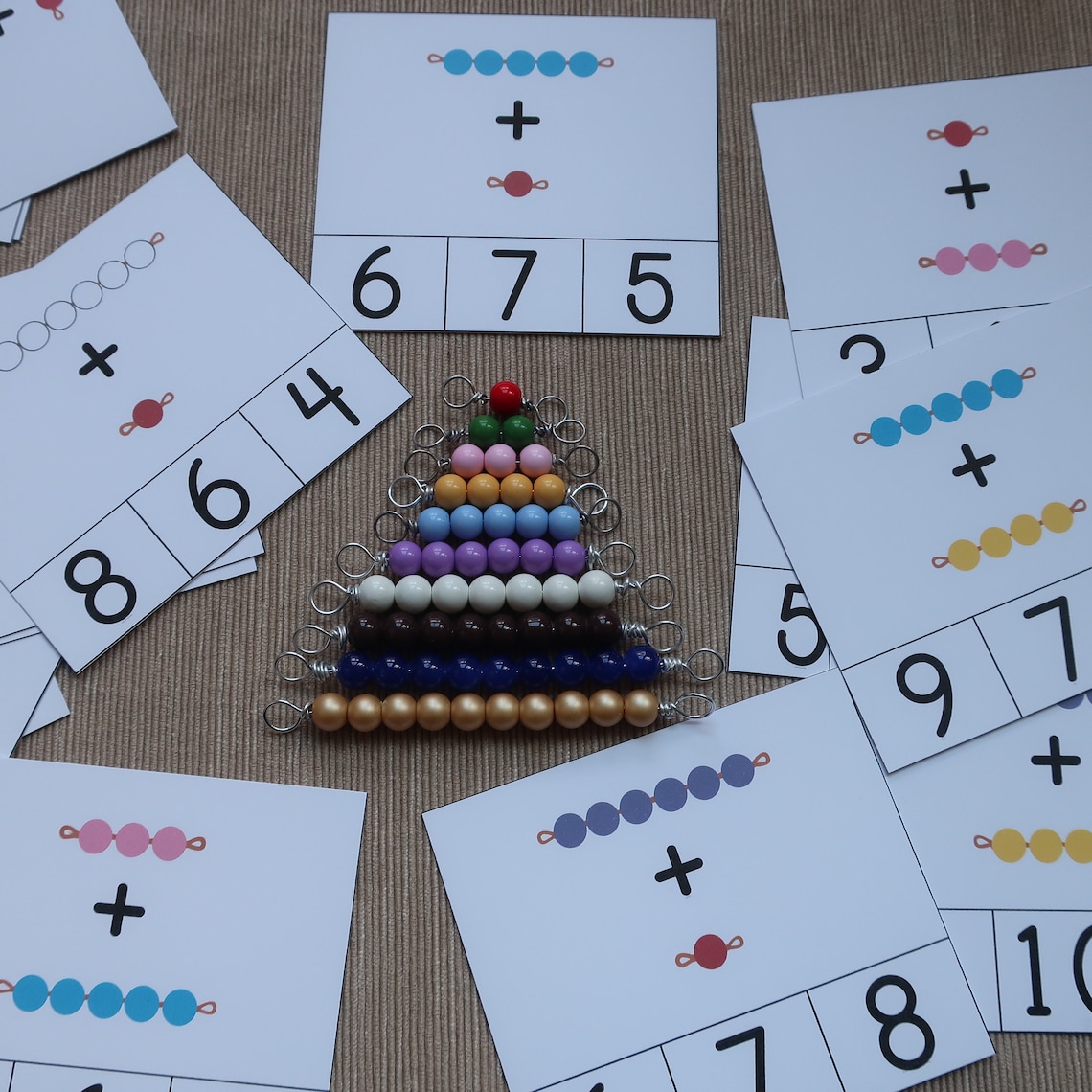 Montessori Addition Colored Beads Clip Cards. Montessori | Etsy
