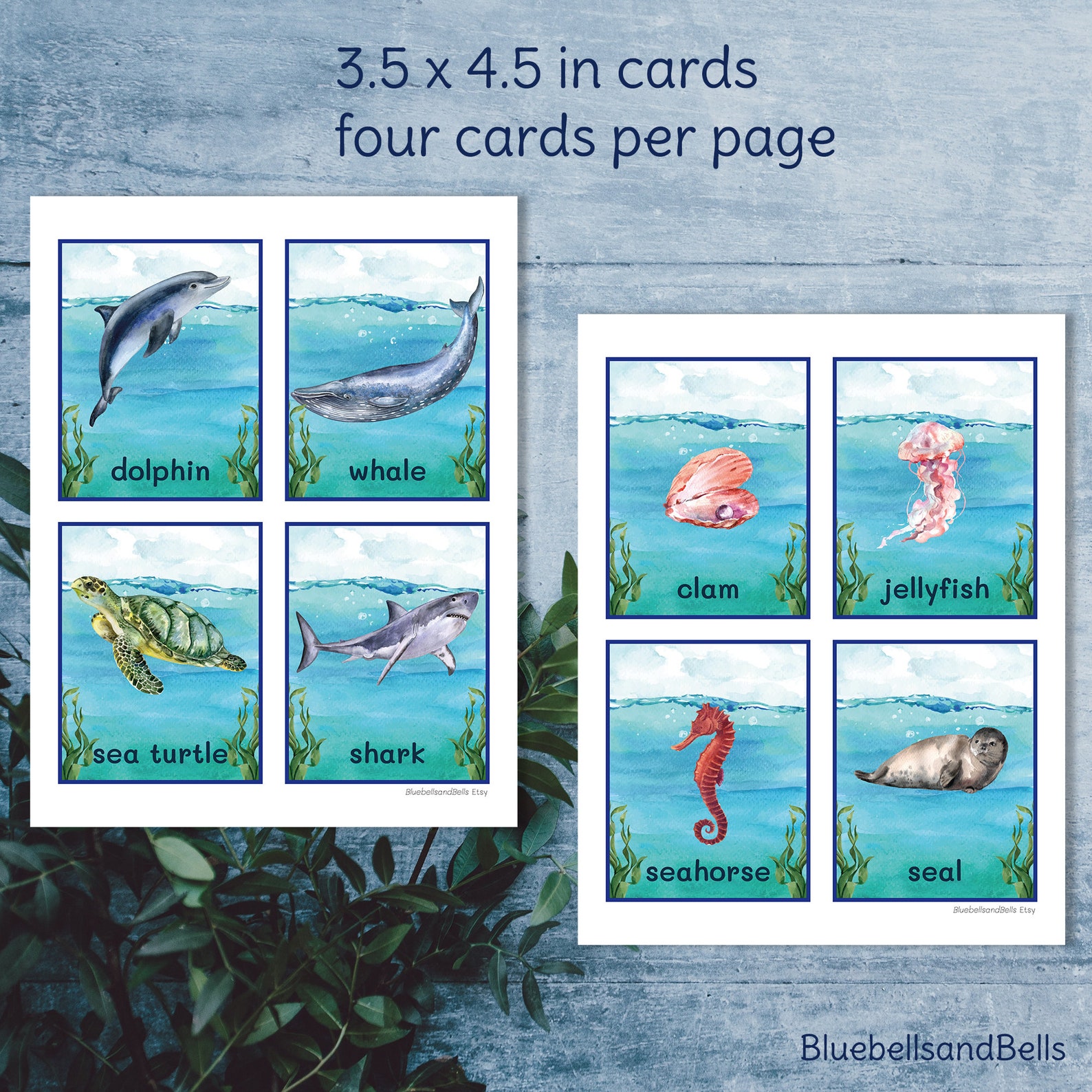 Printable Ocean Animals Flashcards for Toddlers and - Etsy