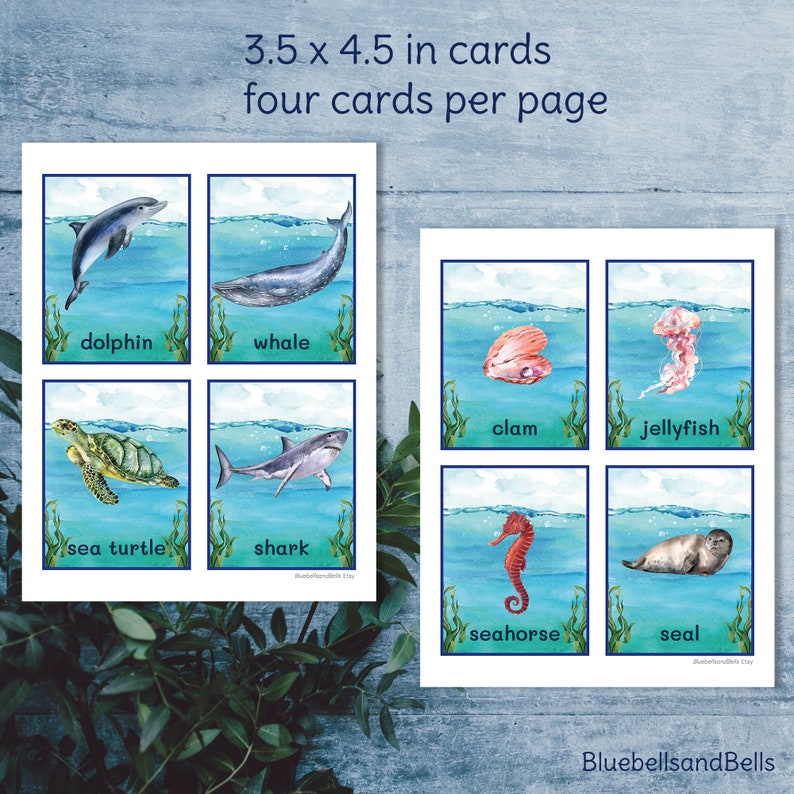 Printable Ocean Animals Flashcards for Toddlers and - Etsy