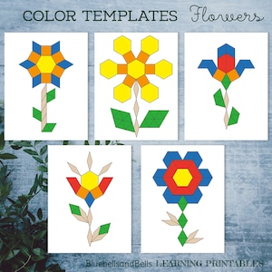 Flowers Pattern Blocks Templates. Spring Preschool and Kindergarten ...