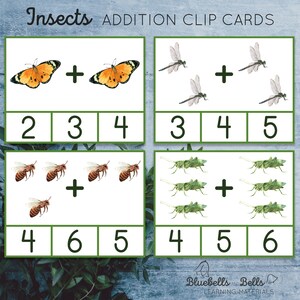 Montessori Spring Printable Insect Count and Clip Cards Addition 1-10 ...