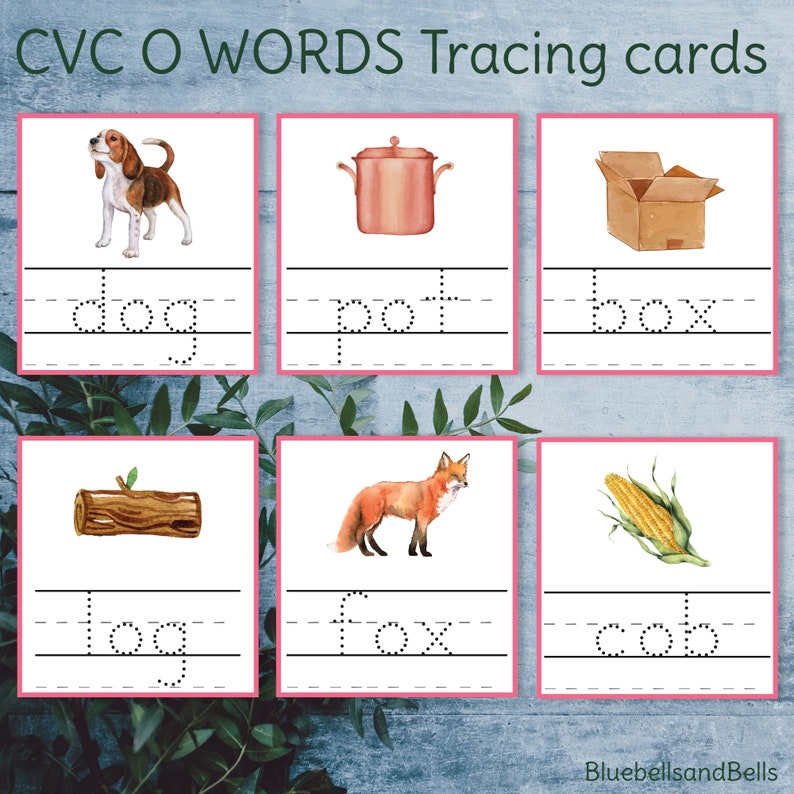 CVC Word Tracing Cards. Montessori Handwriting Practice | Etsy