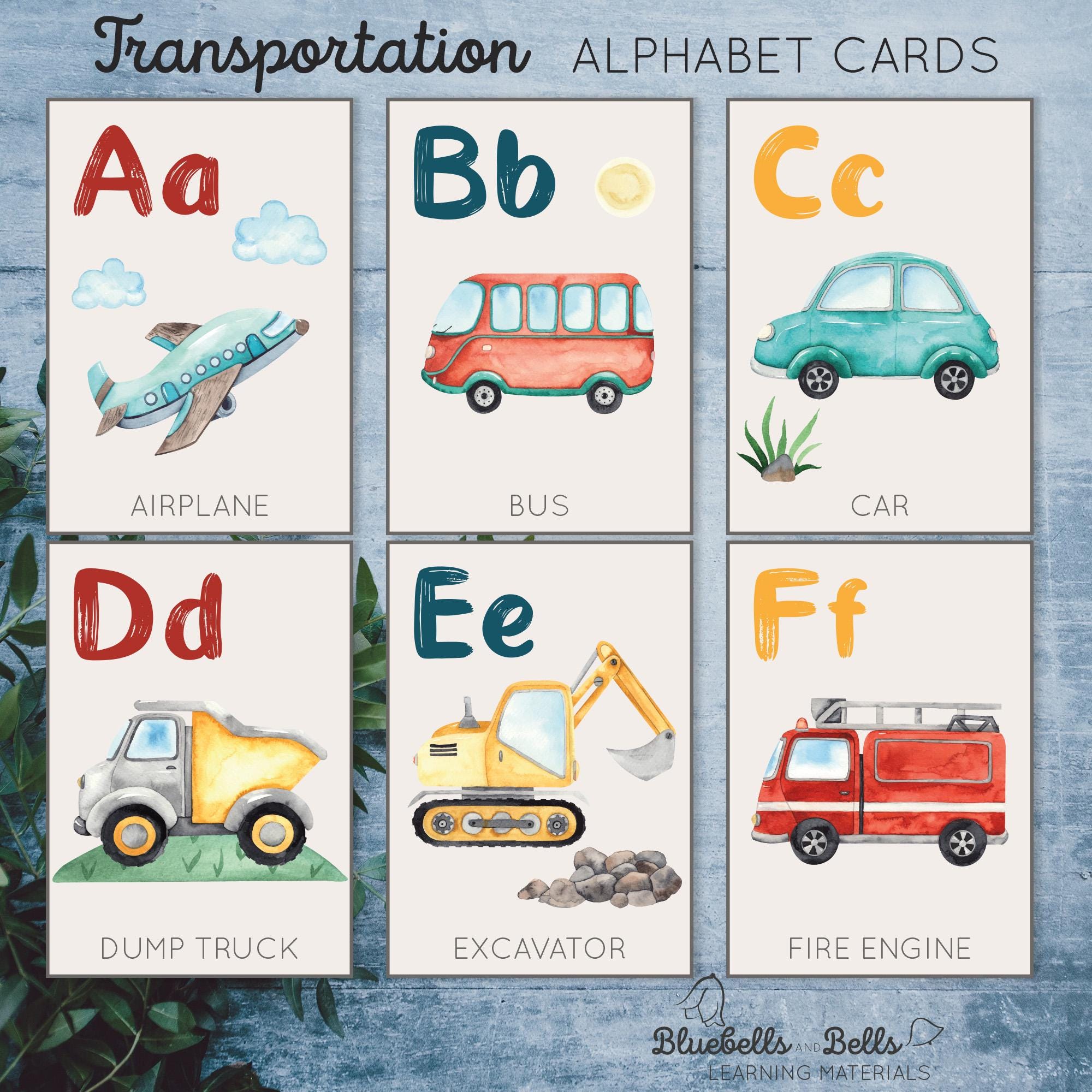 Transportation Alphabet Cards. Toddler Letter Printable. Preschool ...