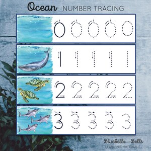 Ocean Printable Number Tracing Worksheets . Preschool and Kindergarten ...