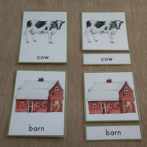 Farm Animal Montessori Printable 3 Part Cards. Preschool and ...