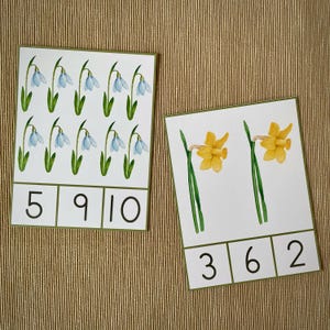Flower Preschool Printable Count and Clip Cards 1-10. Montessori Spring ...