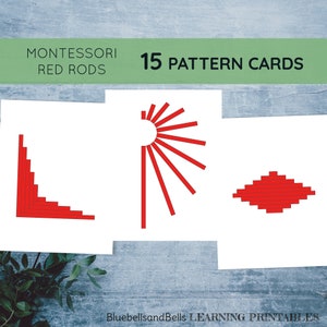 Montessori Red Rods Pattern Cards. Sensorial Extension Printable ...