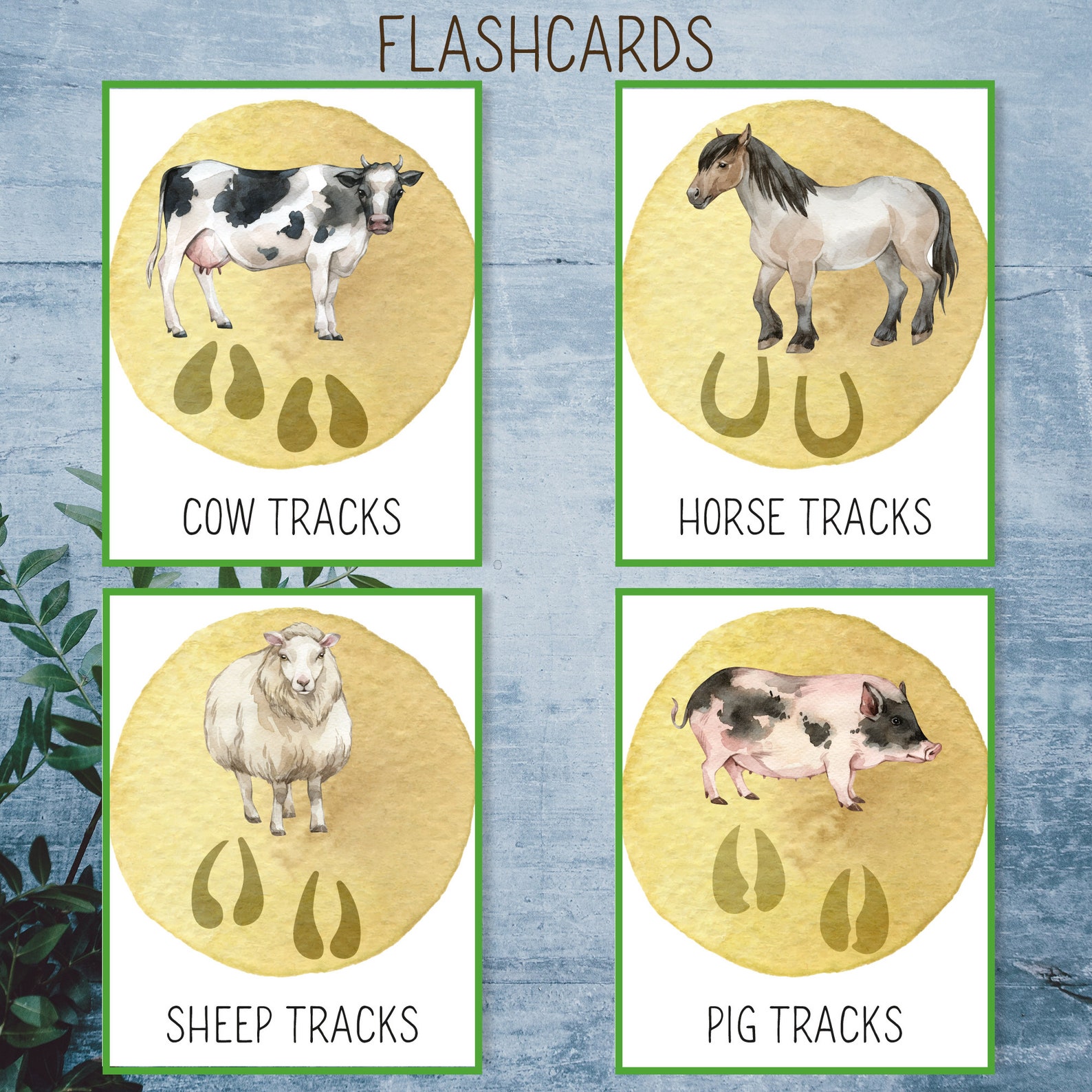 Farm Animal Tracks Flashcards. Montessori Spring Printable. - Etsy
