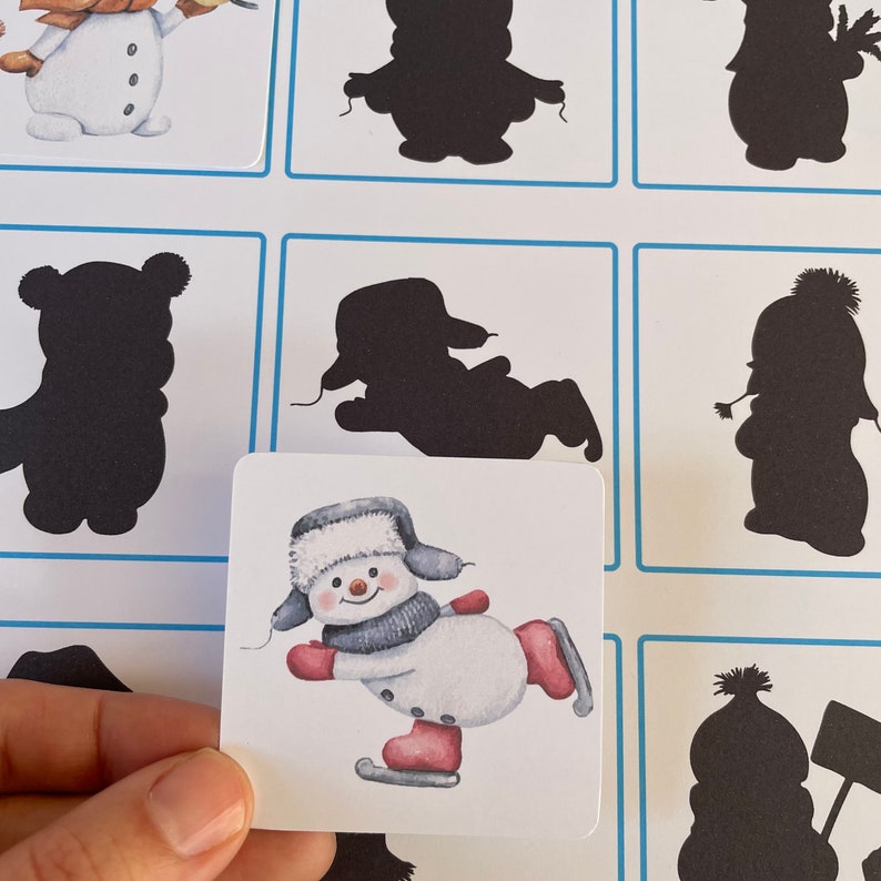 Winter Toddler Printable Snowman Shadow Matching Activity. Montessori ...
