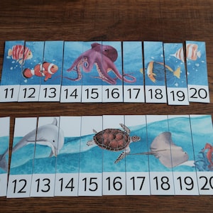 Ocean Preschool Printable Number Sequence 11-20 Puzzle. Montessori ...