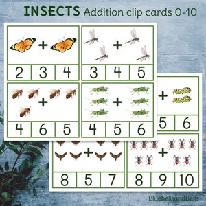 Montessori Spring Printable Insect Count and Clip Cards Addition 1-10 ...