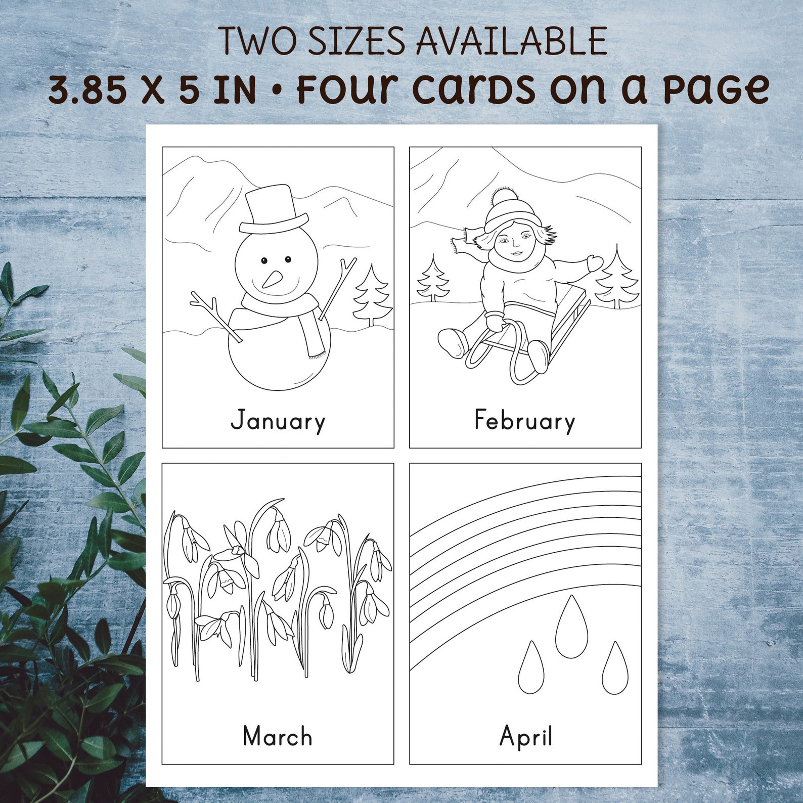 Months of the Year Cards for Coloring. Preschool and - Etsy