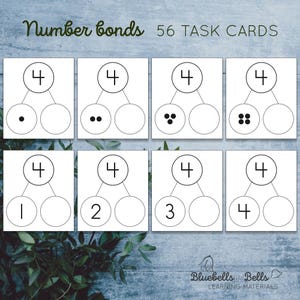 Number Bonds Flash Cards and Task Cards. Math Printable for ...