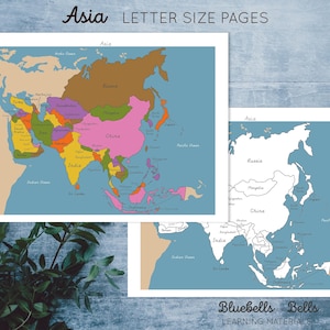 Asia Montessori Maps and Country Cards. Continent Study Printable. - Etsy