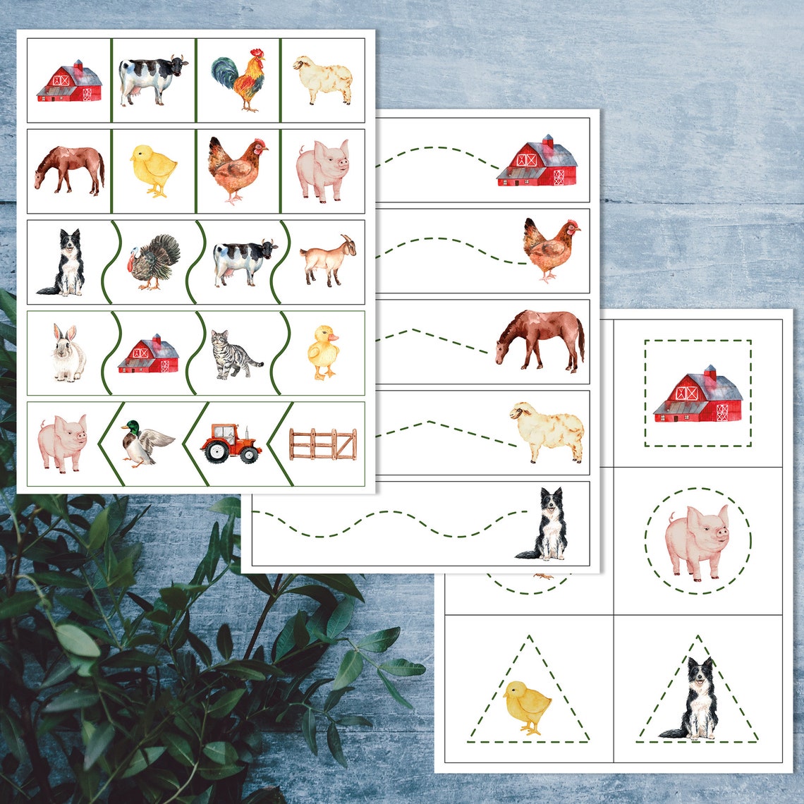 Farm animal cutting strips. Preschool scissor practice | Etsy