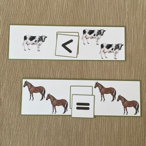 Farm Preschool Printable Comparing Numbers Cards. More Than, Less Than ...