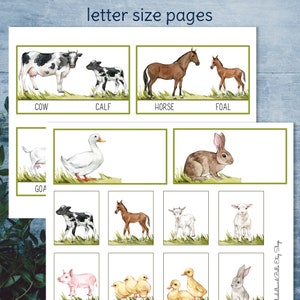 Mother and Baby Farm Animal Matching Cards and Flash Cards. Montessori ...