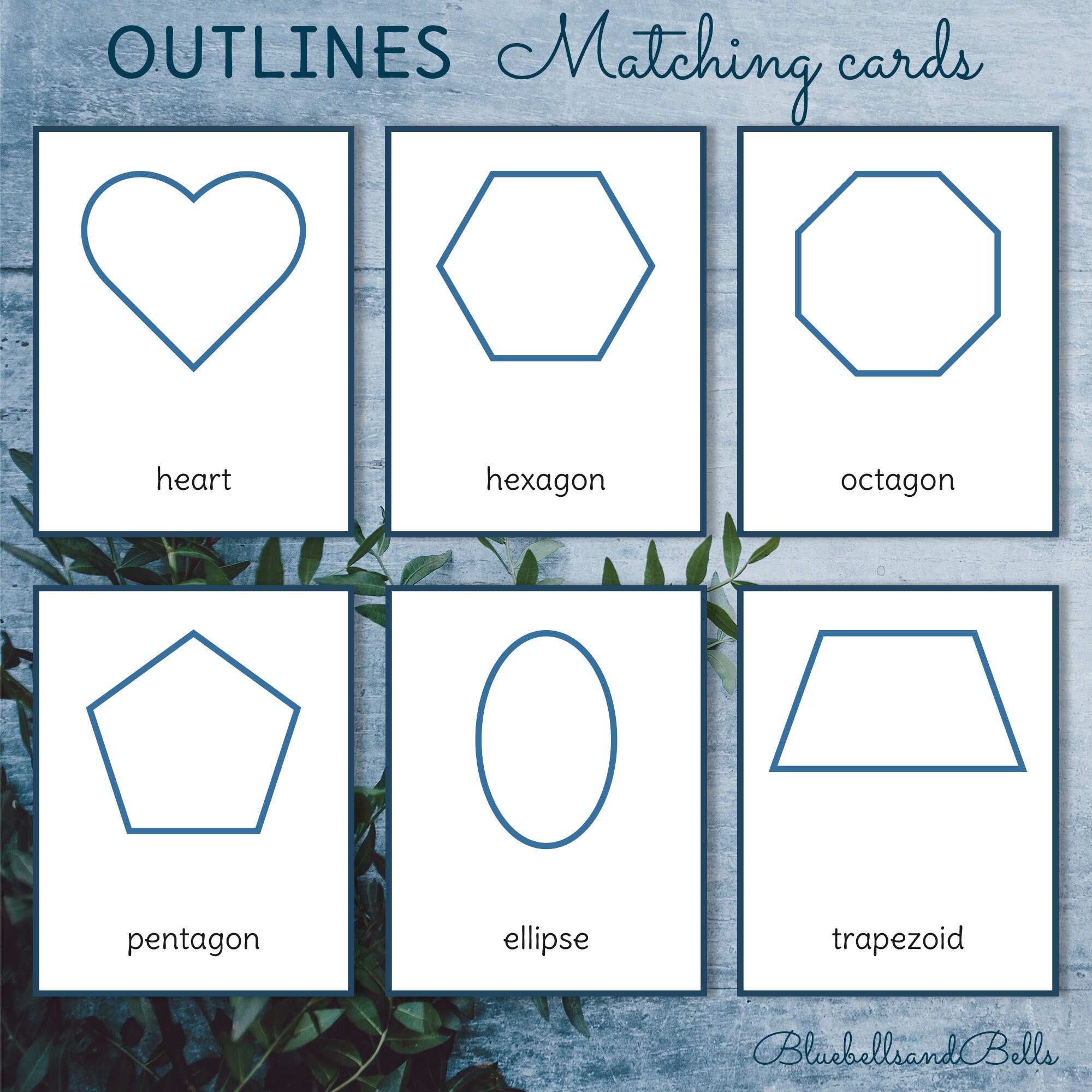Montessori Printable Shapes Flash Cards. Preschool Matching Activity ...
