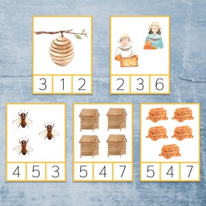 Honeybee Count and Clip Cards 1-10. Preschool Insect Math Printable ...