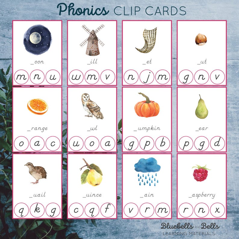 Phonics Preschool Printable. Montessori Initial Sound Clip Cards. - Etsy