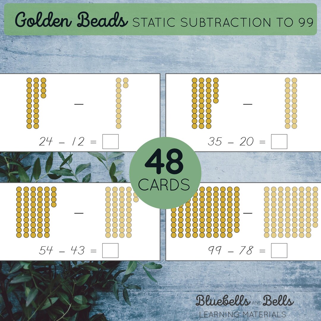 Montessori Golden Beads Subtraction Static to 100. Extension Math ...