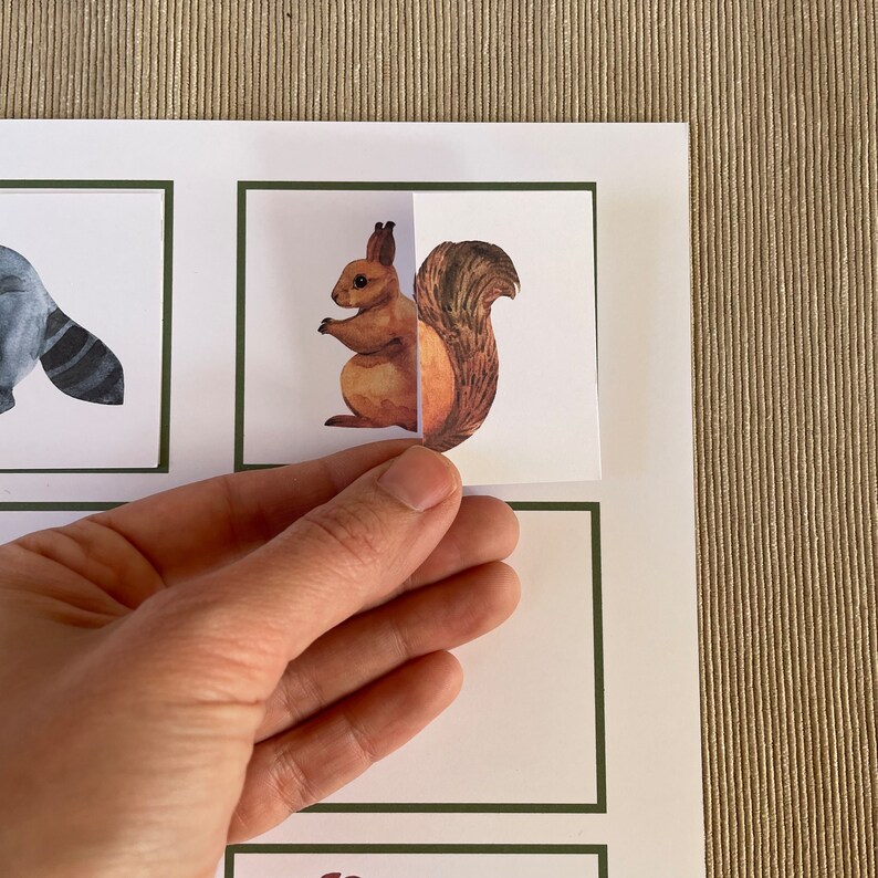 Woodland Animals Puzzle Printable. Montessori Halves Matching Activity ...