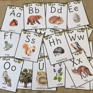 Woodland Alphabet Flashcards. Watercolor Letter Cards. Kids Printable ...