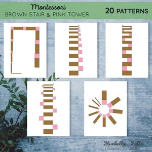 Montessori Pink Tower Brown Stair Pattern Cards Printable. Sensorial ...