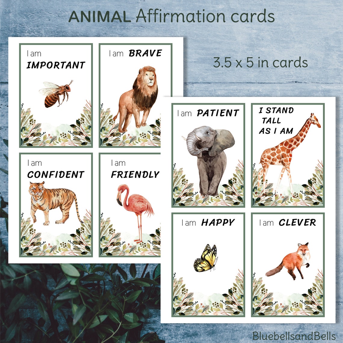 Animal Positive Affirmations Cards. Watercolor Kids Printable - Etsy