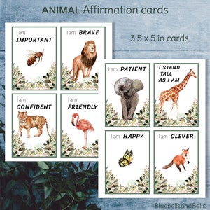 Animal Positive Affirmations Cards. Watercolor Kids Printable Cards. - Etsy